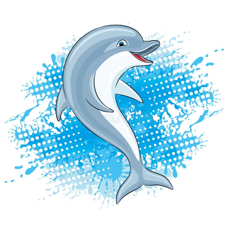 Dolphin and water splash. stock vector. Illustration of design - 113426100