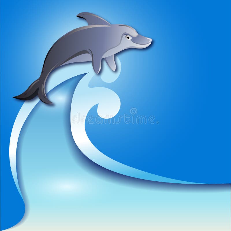 Dolphin on the wave stock vector. Illustration of summer - 30330862