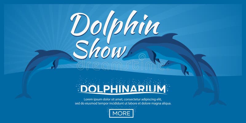 Dolphinarium. Dolphin Show. Banner. Ticket. Vector Flat Illustration ...