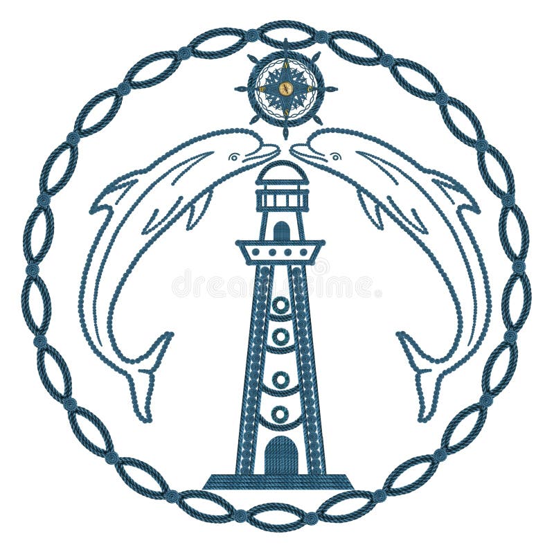 Dolphins Compass Steering Wheel and Anchor Stock Illustration ...