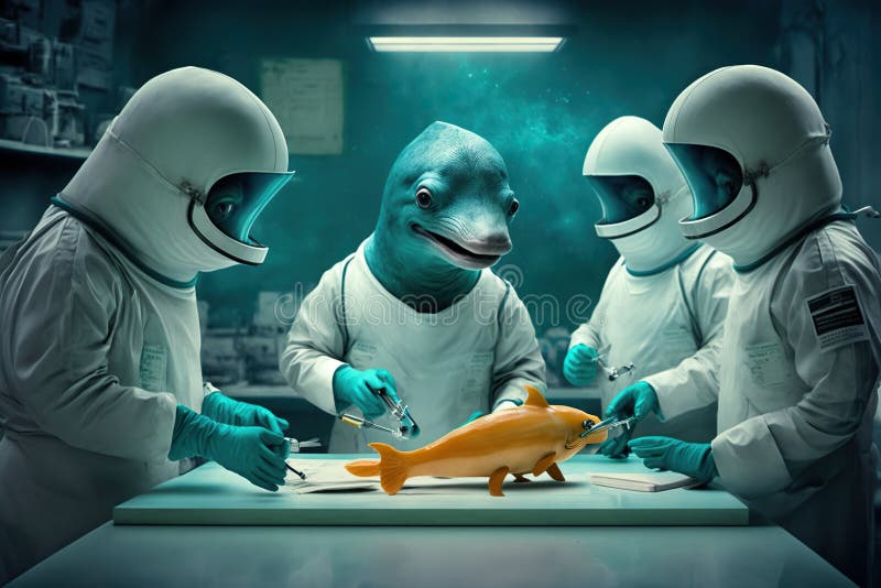 Dolphins Dressed As Scientists Experiment in a Lab, Created with ...
