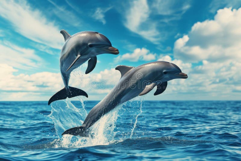 Dolphins Leaping Out of the Ocean Stock Image - Image of playful ...