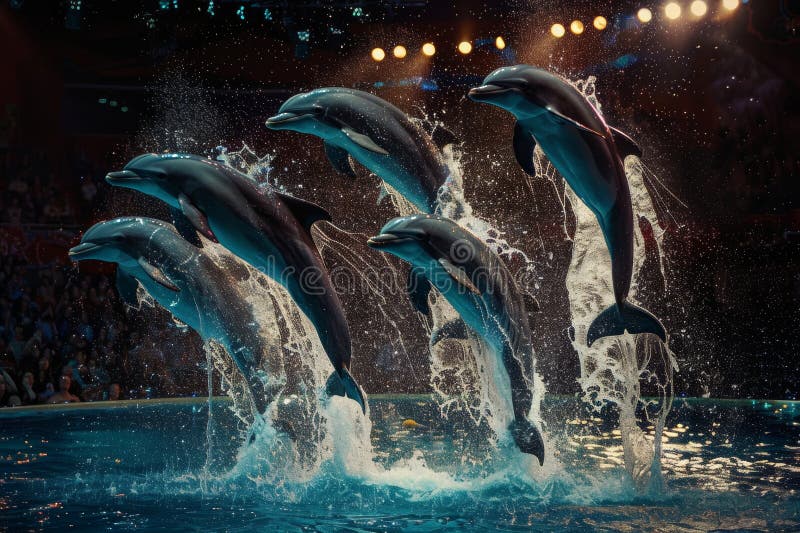 Performing Dolphins stock photo. Image of show, jump - 14222322