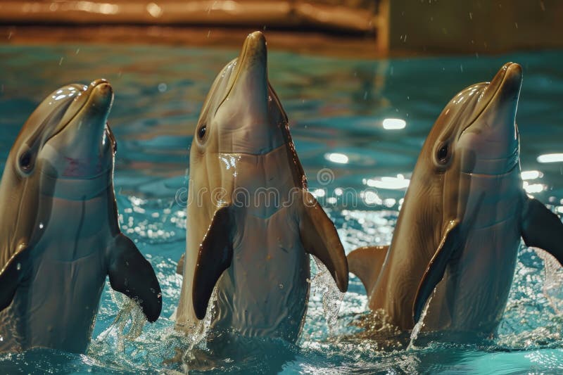 Dolphins Performing Show at the Circus,dolphinarium Stock Photo - Image ...