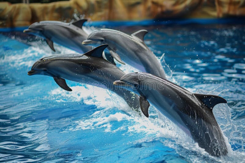 Dolphins Performing Show at the Circus,dolphinarium Stock Image - Image ...