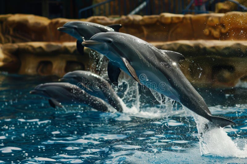 Performing Dolphins stock photo. Image of show, jump - 14222322