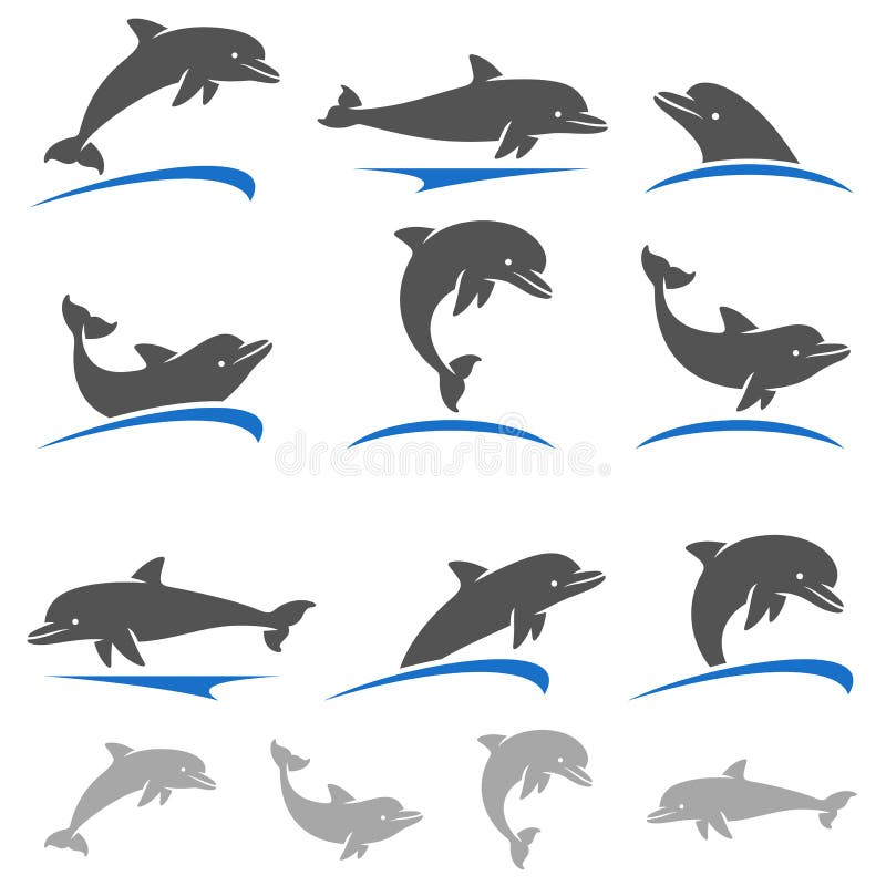 Dolphins set. Vector stock vector. Illustration of fish - 50098583