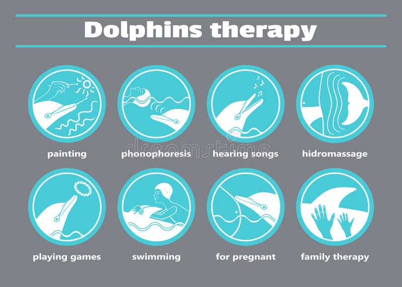 Dolphins therapy Icons 1 stock illustration. Illustration of songs ...