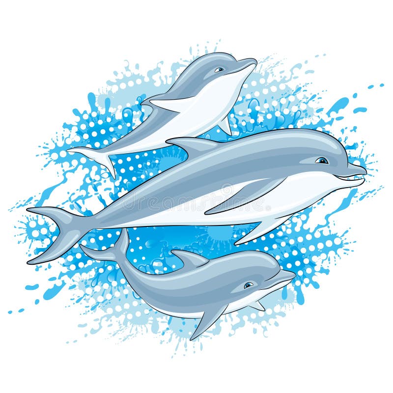 Dolphin and water splash. stock vector. Illustration of fresh - 113426100