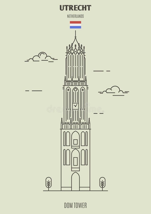 Dom Tower in Utrecht, Netherlands. Landmark Icon Stock Vector ...