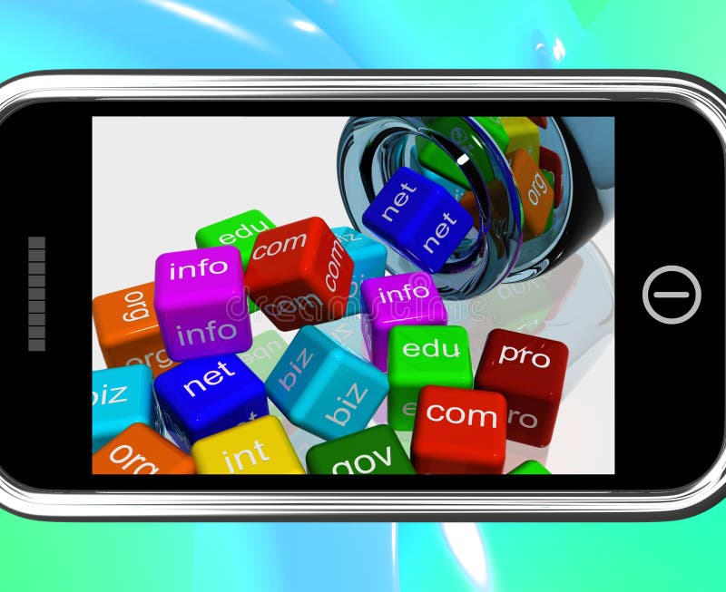 Domain Dices on Smartphone Showing Random Browsing Stock Illustration ...