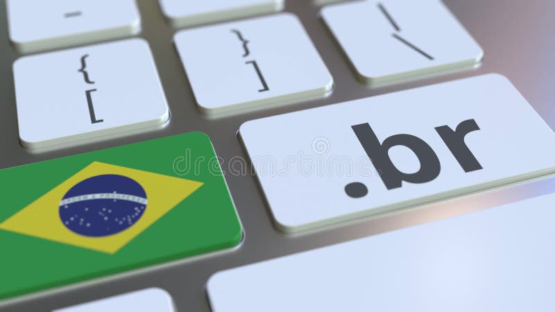 Brazilian Domain .br and Flag of Brazil on the Buttons on the Computer ...