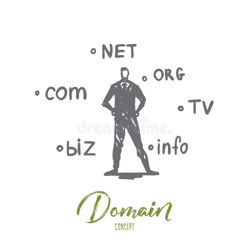 Domain, Internet, Name, Web, Hosting Concept. Hand Drawn Isolated ...