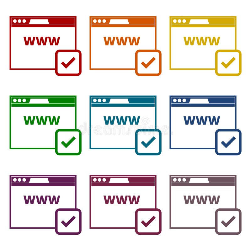 Domain Name Registration Icons Set Stock Vector - Illustration of ...