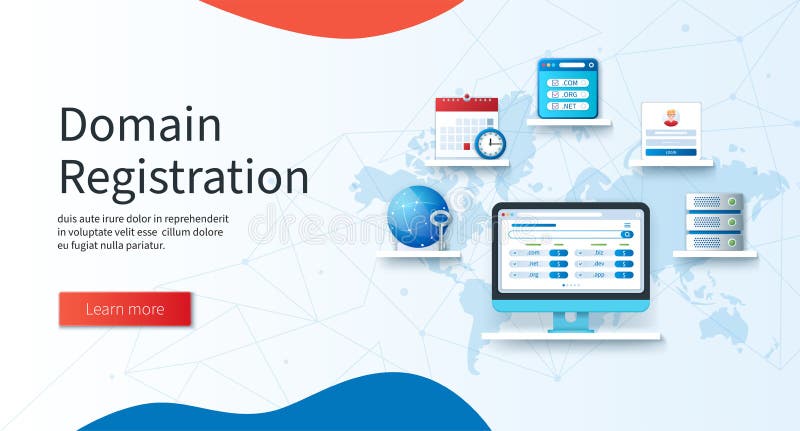 Domain Registration Landing Page Template in 3D Style Stock Vector ...