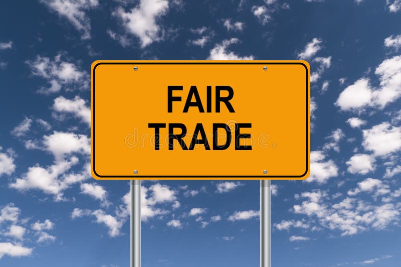 Fair trade road sign stock photo. Image of hint, clouds - 134991036