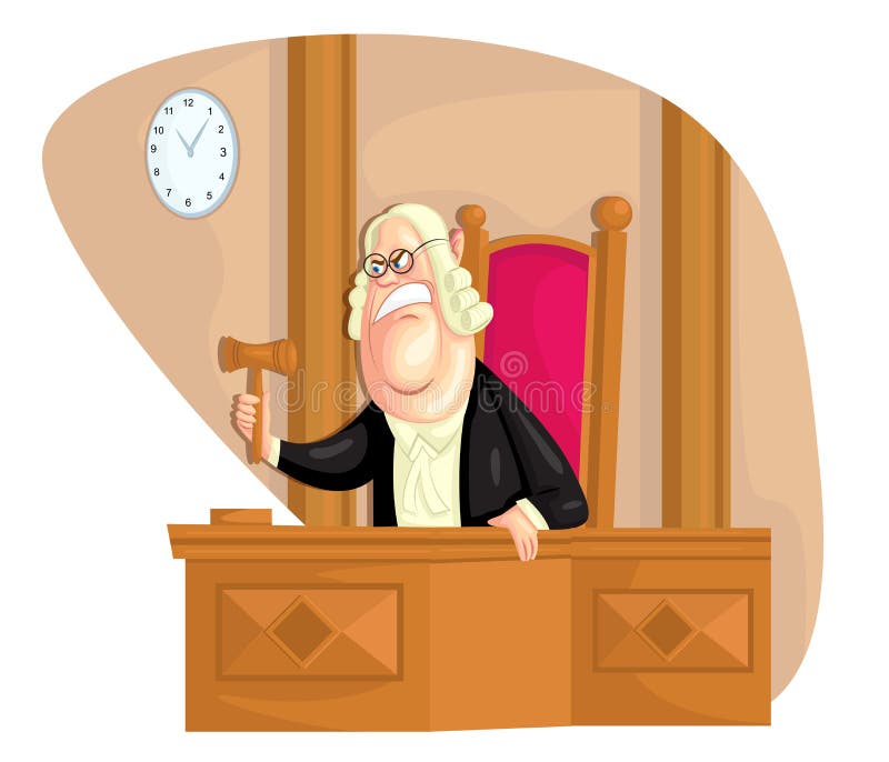 Domare Som Gör Ett Tecken För Domillustrationtecknad Film Stock ...