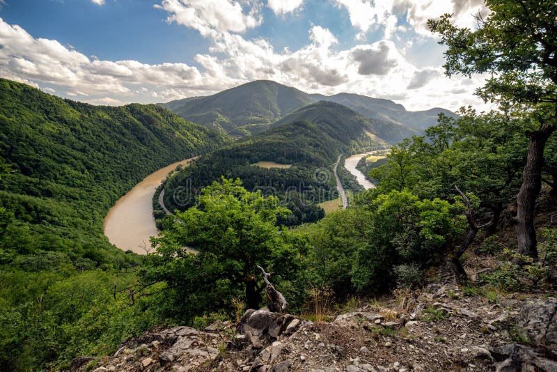 The Domasin Meander of River Vah in Slovakia Stock Photo - Image of ...