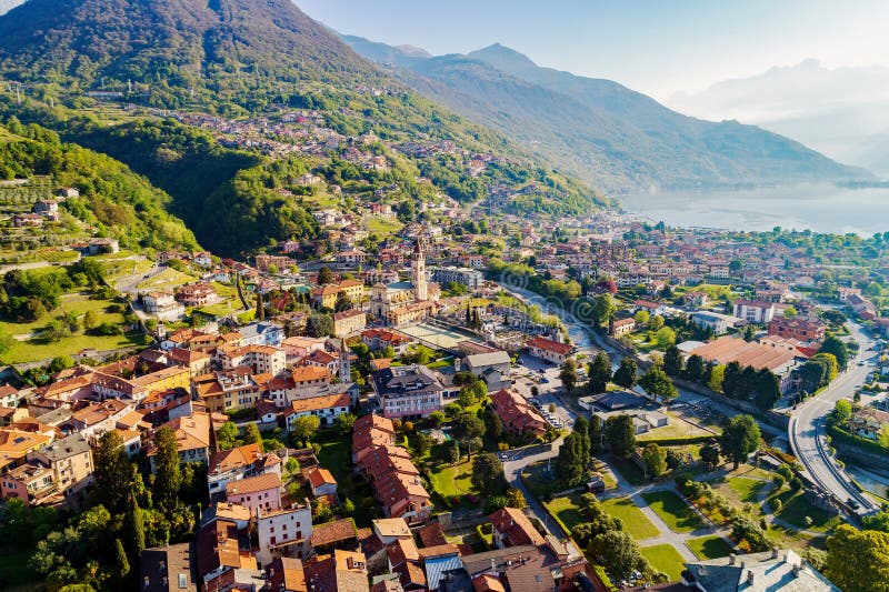 Domaso - Lake Como it - Panoramic Aerial View Stock Image - Image of ...