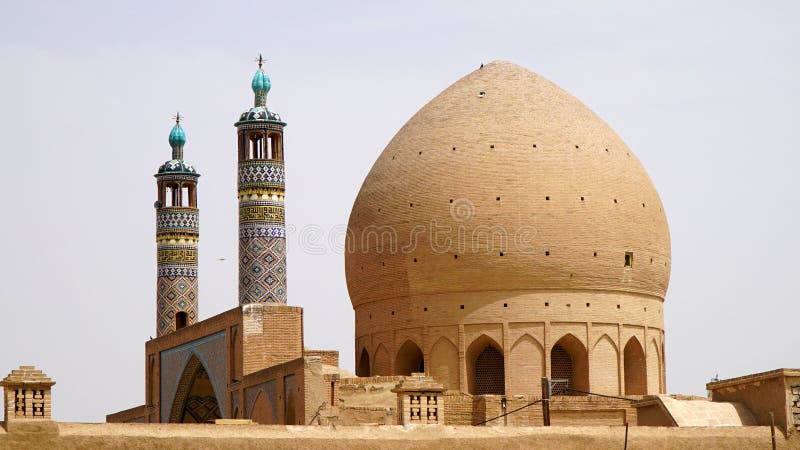 Dome of Agha Bozorg Mosque, Kashan Iran Stock Image - Image of minaret ...