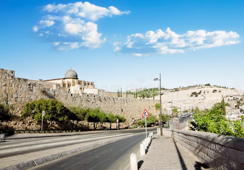 View from a Road Near the Al Aqsa Mosque in Jerusalem and the Mount of ...