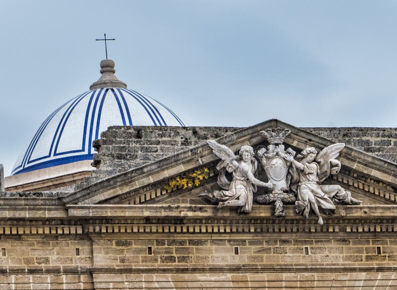 Two Angels Protecting the Holy Shield Stock Image - Image of detail ...
