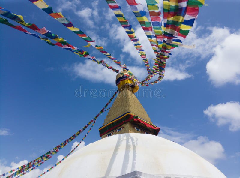 The Dome of the Boudhanath Stupa, with Prayer Flags, Kathmandu, Nepal ...