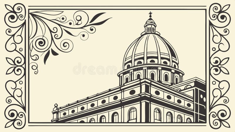 Dome Building with Columns, Architecture and Classical Style Vector ...