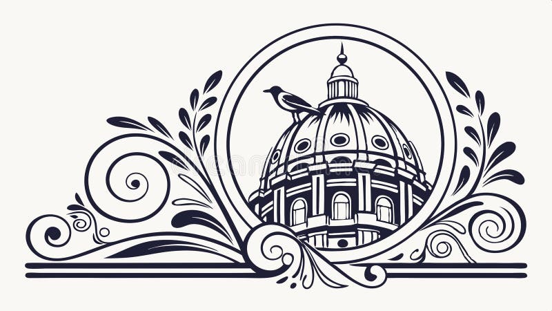 Dome Building Emblem Vector, Architectural Badge Design, Classic ...