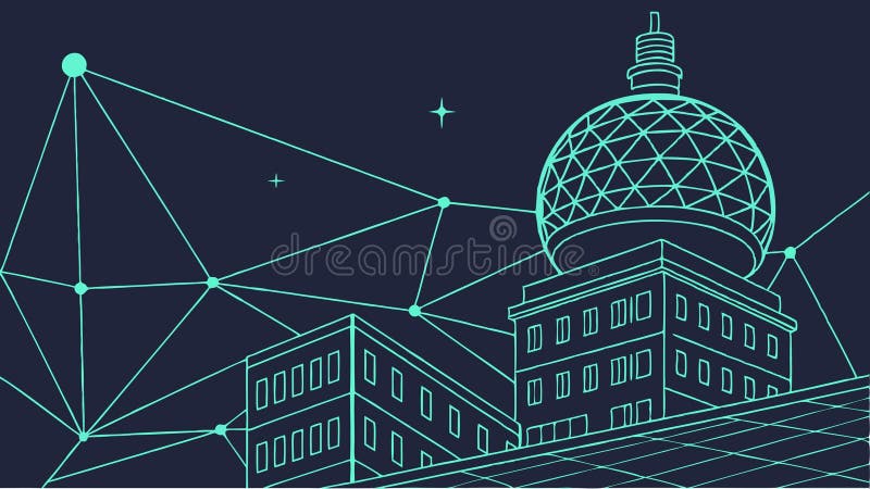 Dome Building and Network, Architectural Landmark and Digital ...