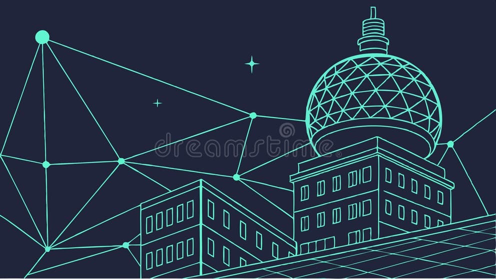 Dome Building and Network, Architectural Landmark and Digital ...