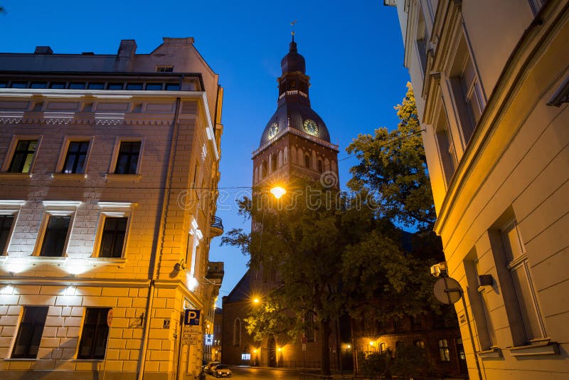 The Dome Cathedral. Central District Named Old Riga. Editorial ...