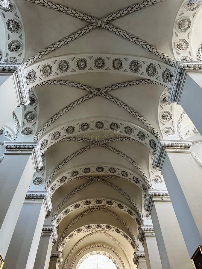 Dome of a Catholic Church, High Ceiling, Columns. Stock Photo - Image ...