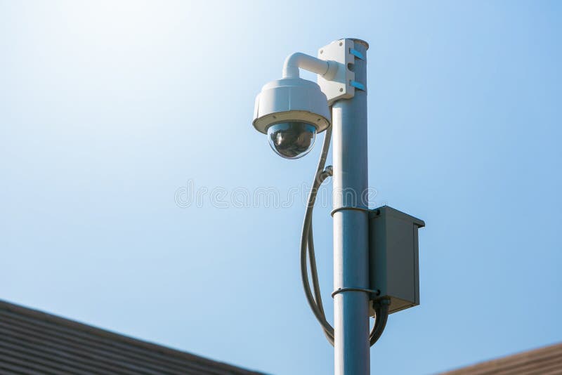 Outdoor Security Cctv Cameras Under Stock Photo - Image of environment ...