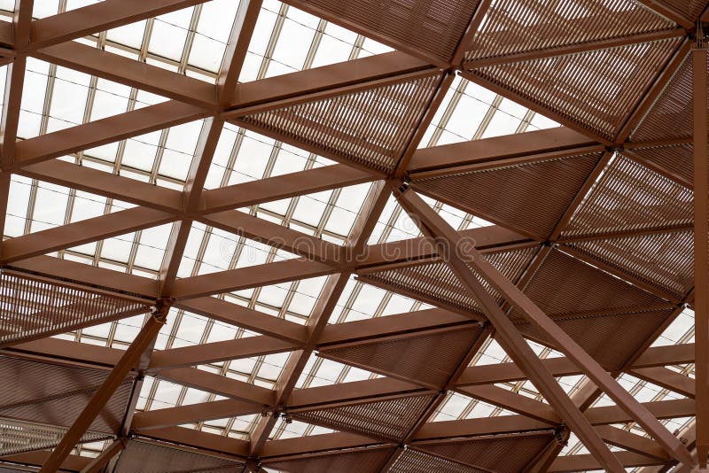 Dome of Large Brown Steel Structure Building Stock Photo - Image of ...