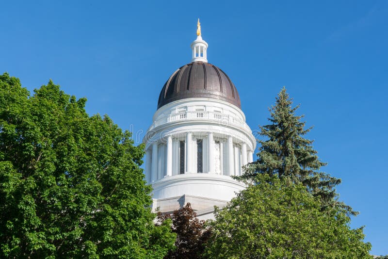 Dome of the Maine Capitol Building Stock Image - Image of greek, state ...