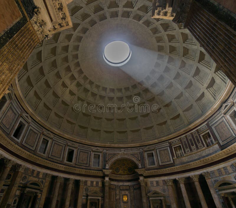 Dome and Oculus in the Pantheon Stock Photo - Image of copy, beam: 76349510