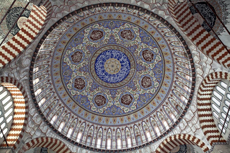 Dome Patterns of Selimiye Mosque Stock Photo - Image of famous, script ...
