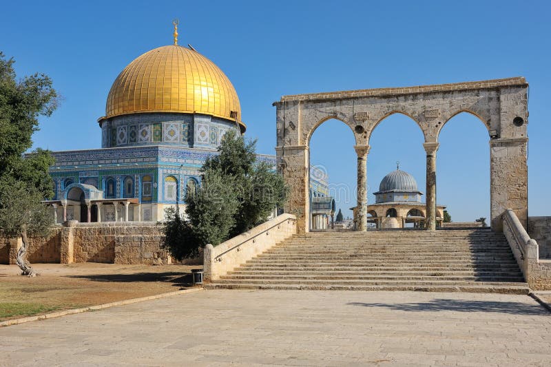 Dome of the Rock. stock image. Image of blue, wide, yellow - 23684815