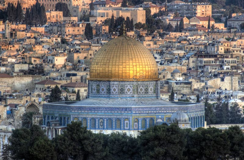 Jerusalem Skyline with Dome of the Rock Stock Image - Image of holy ...