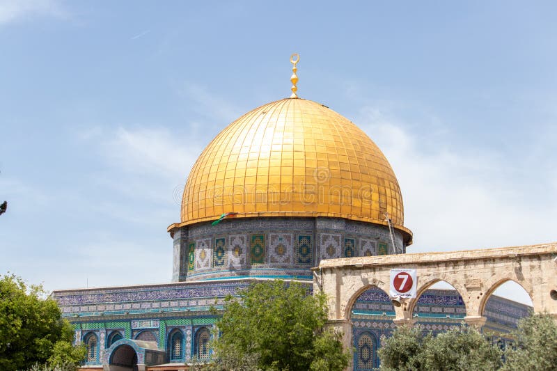 The Dome of the Rock. Aqsa Mosque in the Old City of Jerusalem. Stock ...