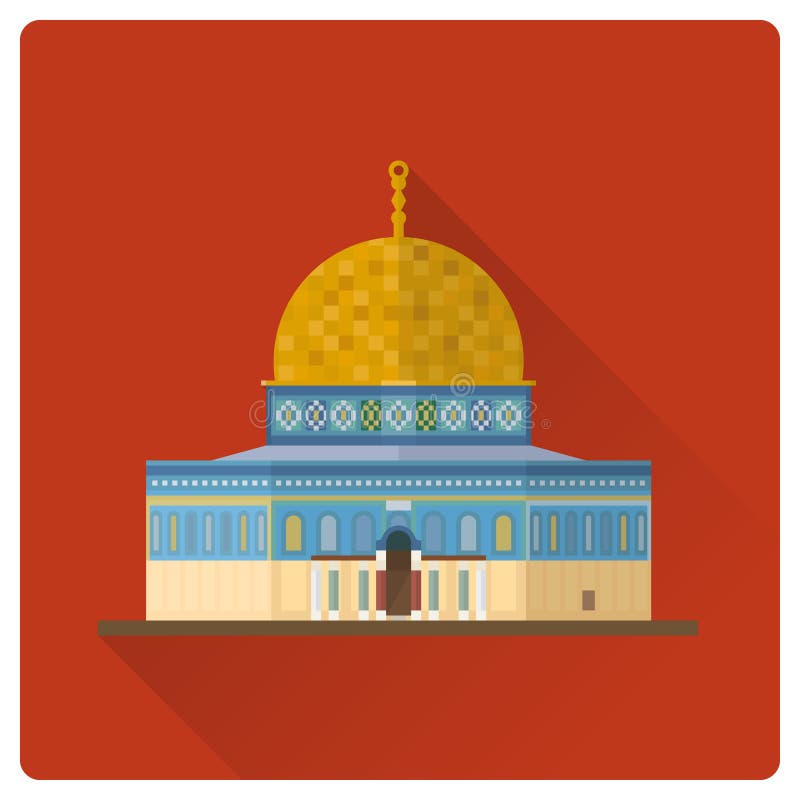 Dome of the Rock, Jerusalem, Flat Design Vector Icon Stock Vector ...