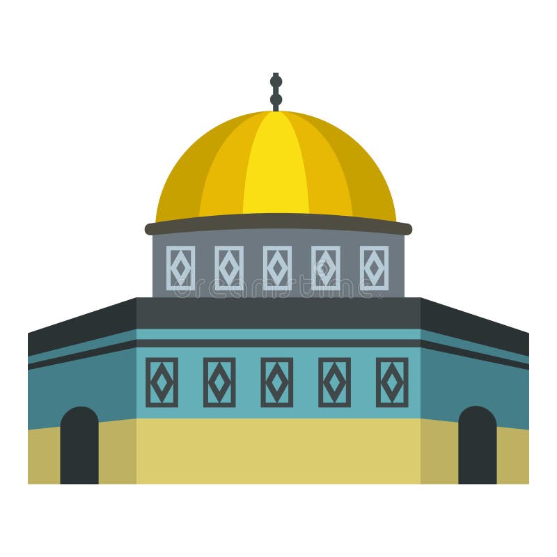 Dome of the Rock on Temple Mount Icon, Flat Style Stock Vector ...