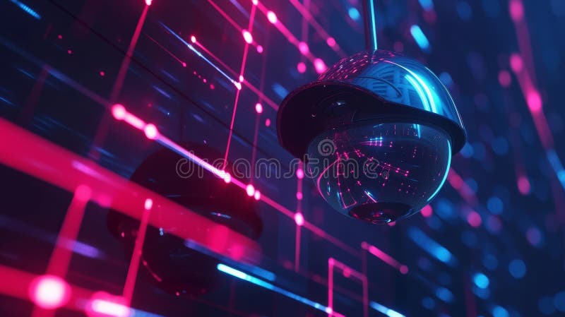 Dome Security Camera in Futuristic Digital Environment Stock ...