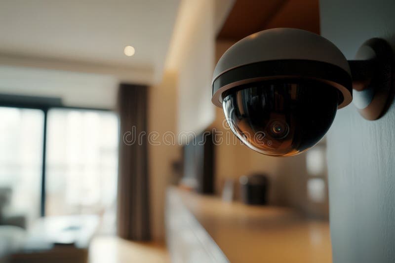 Dome Security Camera Mounted Inside a Bright and Spacious Modern ...