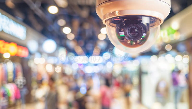 Dome Security Camera in Shopping Mall Interior Stock Photo - Image of ...
