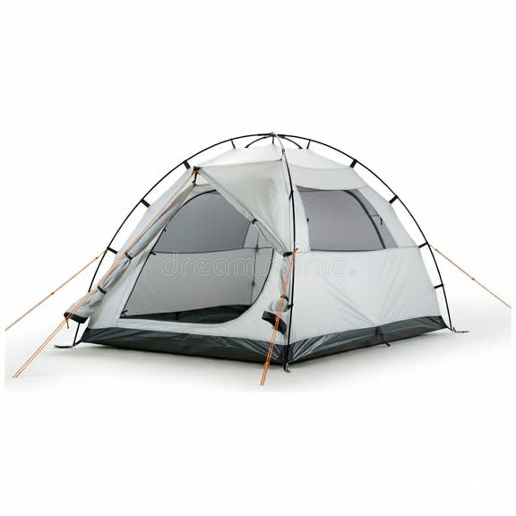 A Dome-shaped Tent with a White and Gray Fabric Exterior, Featuring ...