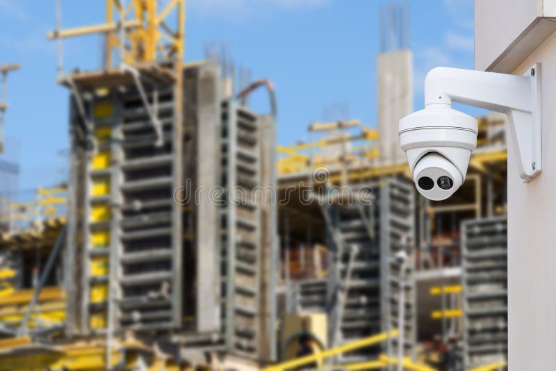 Dome Type Outdoor Cctv Camera, Secure Construction Site. Stock Photo ...