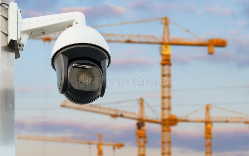 Dome Type Outdoor Cctv Camera, Secure Construction Site. Stock Photo ...