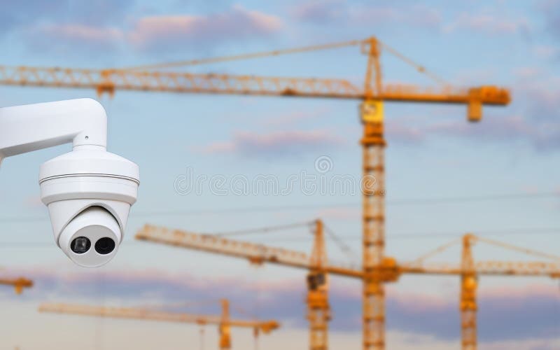 Dome Type Outdoor Cctv Camera, Secure Construction Site. Stock Image ...